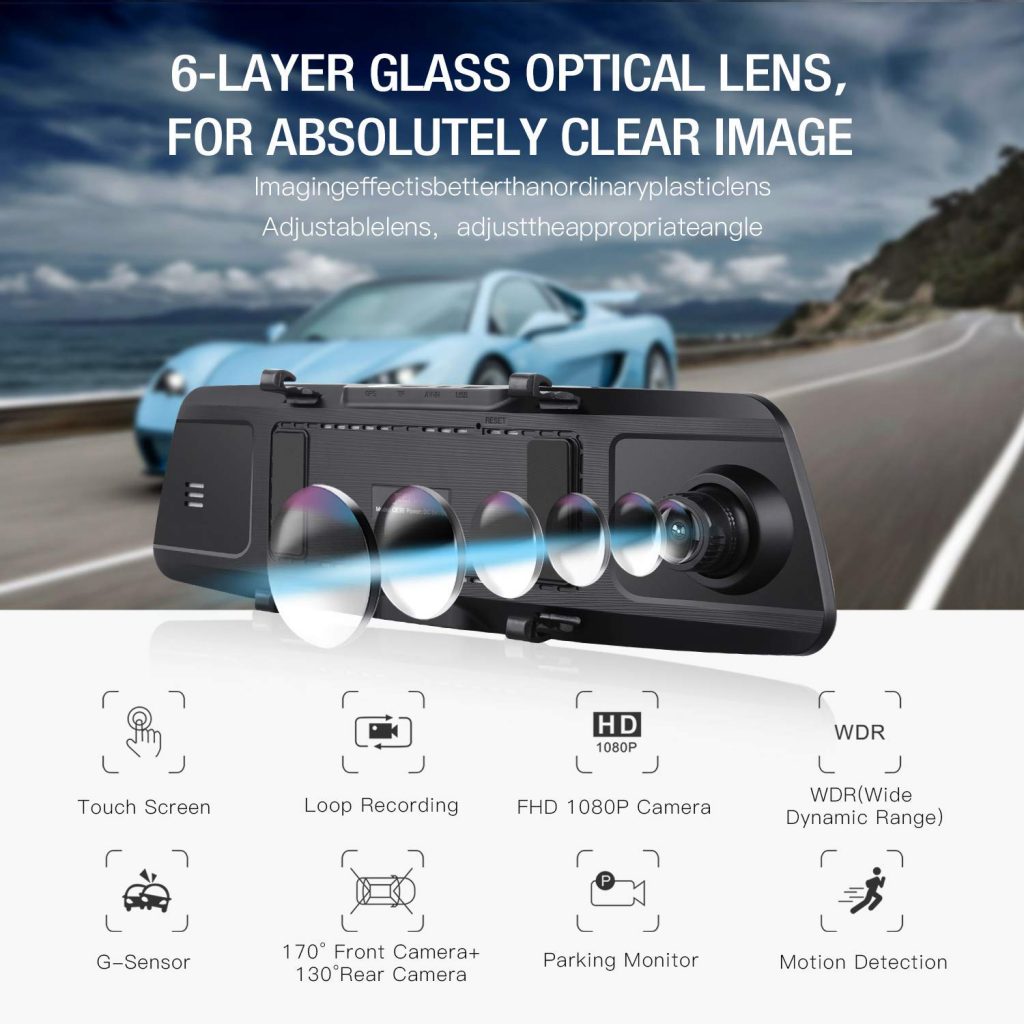 Jeemak Mirror Dash Cam 1080P HD Dual Lens 7 – DashcamBD